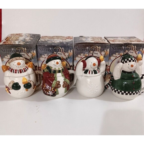Debbie Mumm | Holiday | Debbie Mumm Snow Angle Covered Mug Set Of 4 Nob ...
